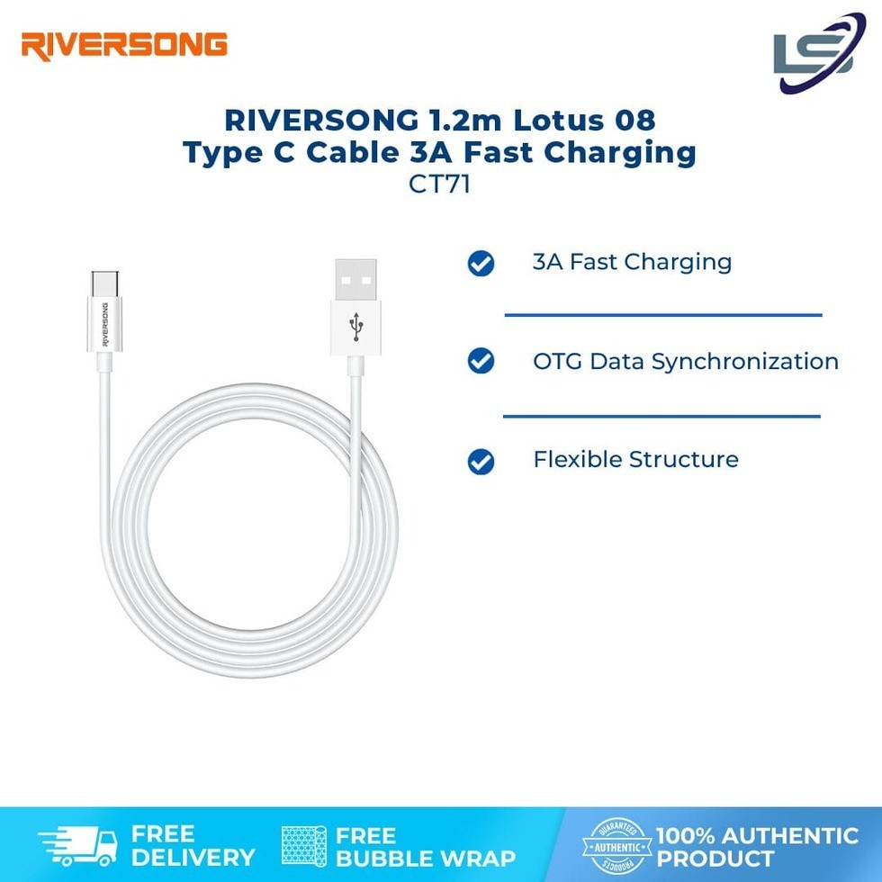 RIVERSONG 1.2m Lotus 08 Type C Cable 3A Fast Charging CT71 | Flexible ...