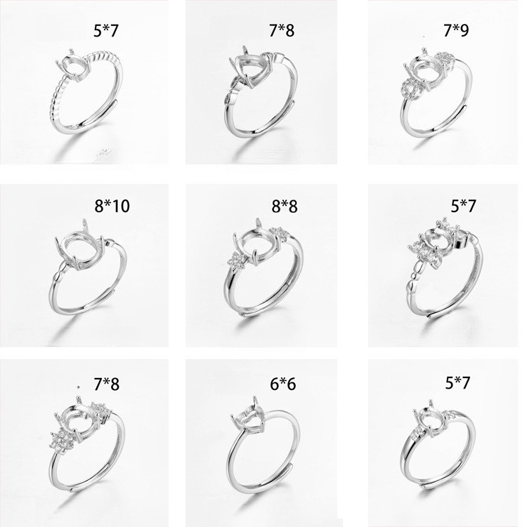 925 Silver Plated Ring Setting Women's Beeswax Women's Opening DIY Ring ...