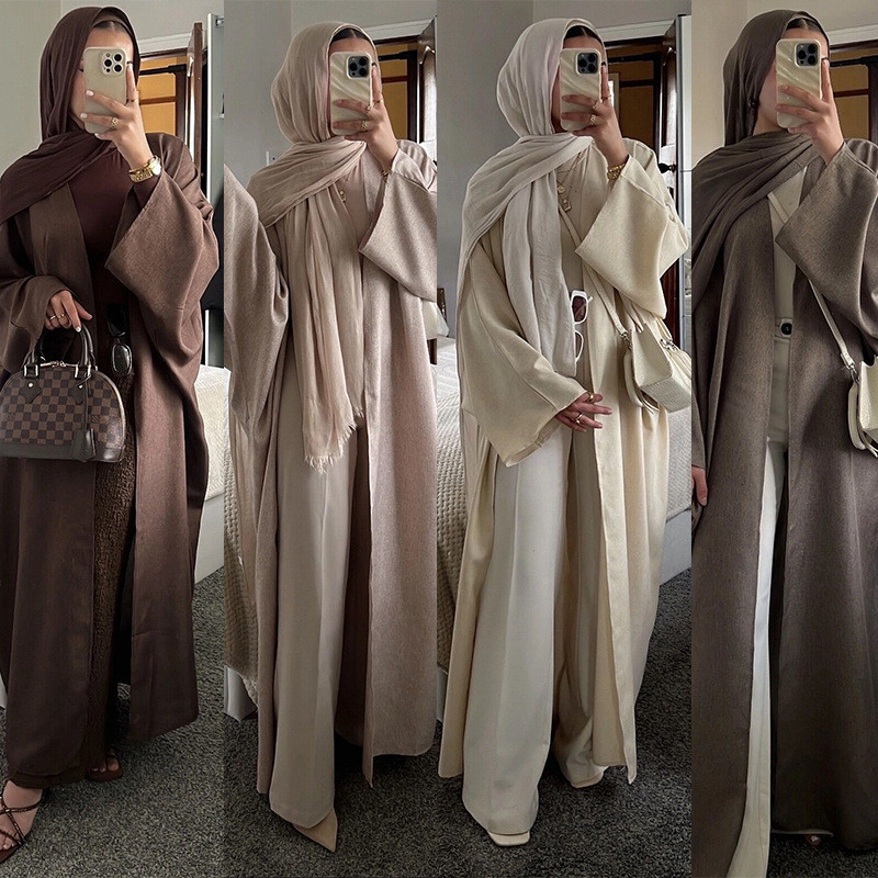 Ramadan Dubai Fashion Cardigan Abaya Plain maxi dress Islam Arab Jubah ...