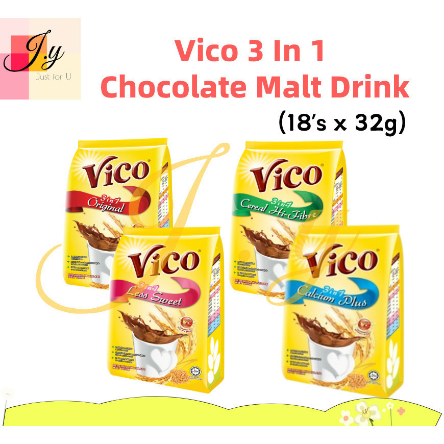 (LIVE & OFFER) Vico 3 In 1 Chocolate Malt Drink 18's x 32g | Shopee ...