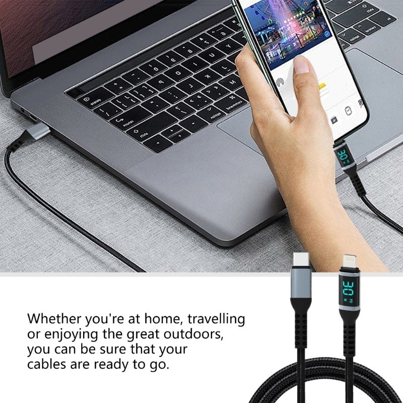 LI Type C PD30W Power Cord Digital Display Charging Cable Support Data ...