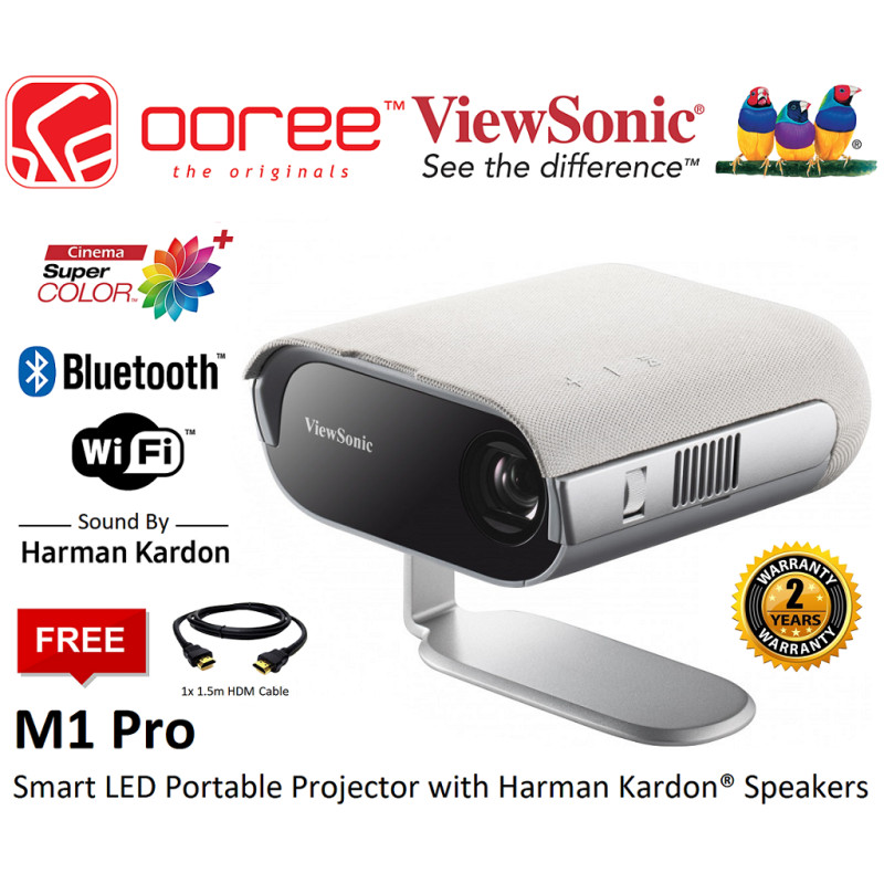 VIEWSONIC M1 PRO 600 LED LUMENS SMART LED PORTABLE PROJECTOR WITH ...