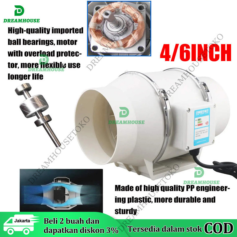 220v Suction Blower For Bathroom / Kitchen 4" 6" Silent Exhaust Fan ...