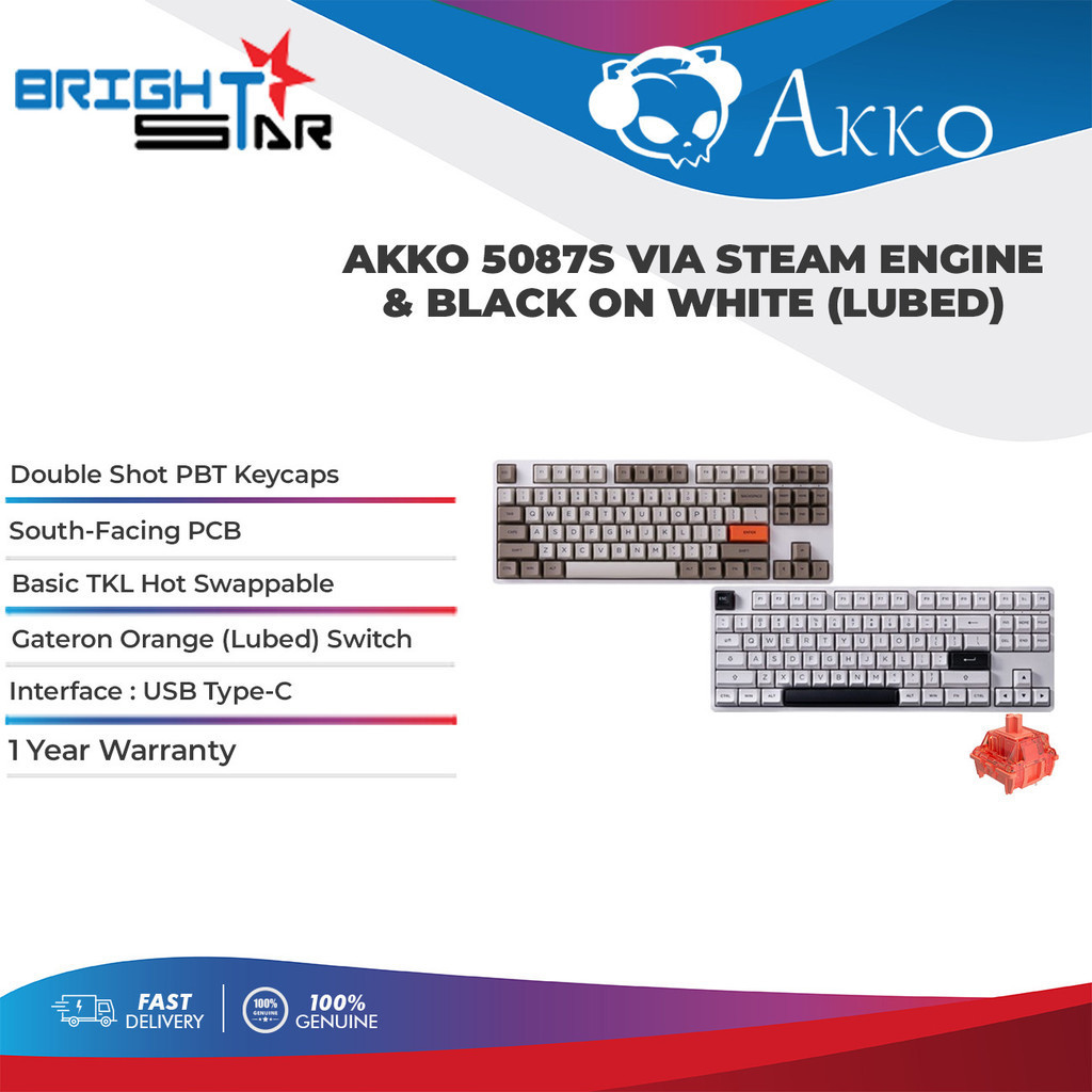 AKKO 5087S Via Steam Engine & Black on White (Lubed) Keyboard | Shopee ...