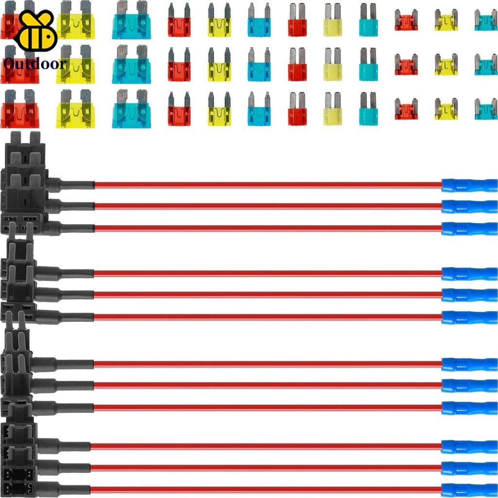12Pcs 4 Types Fuse Tap Professional 12V Fuse Holder Tap Kit Standard ...
