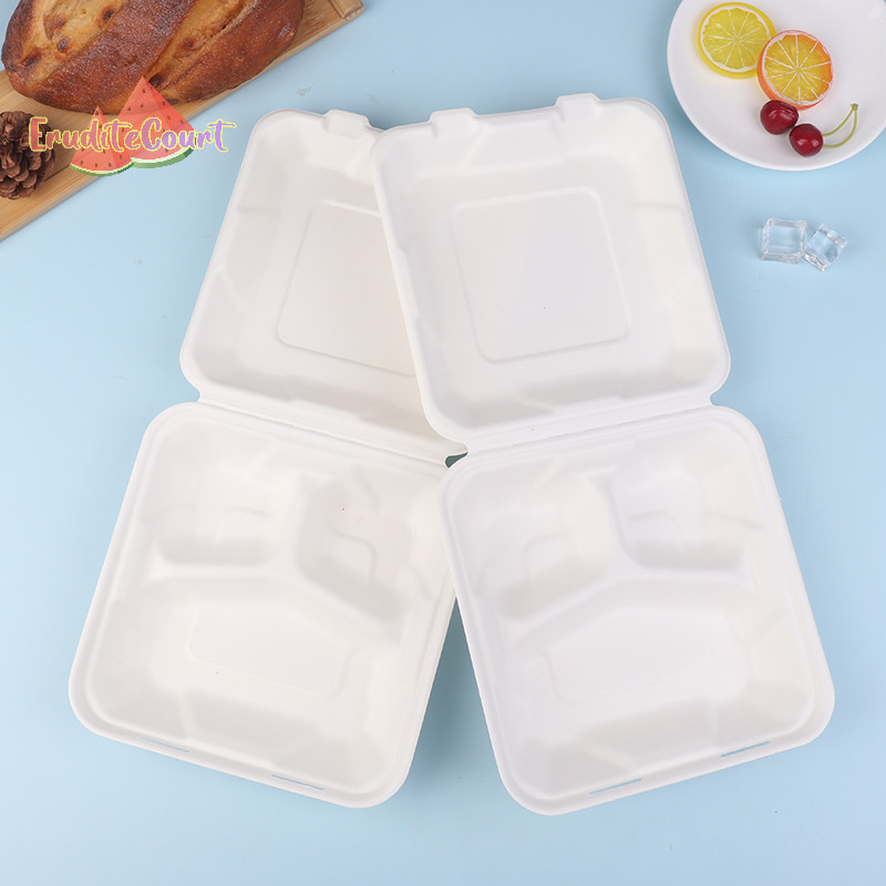 [ECM] Compostable Disposable 10 Pack 3 Compartment Takeout Lunch Box ...