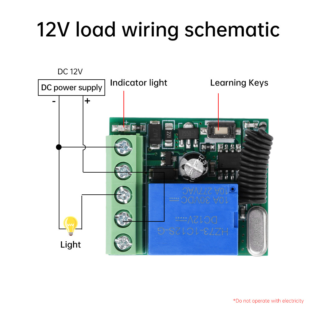 DC12V 433MHz Single Relay Wireless Remote Control Switch Receiver ...
