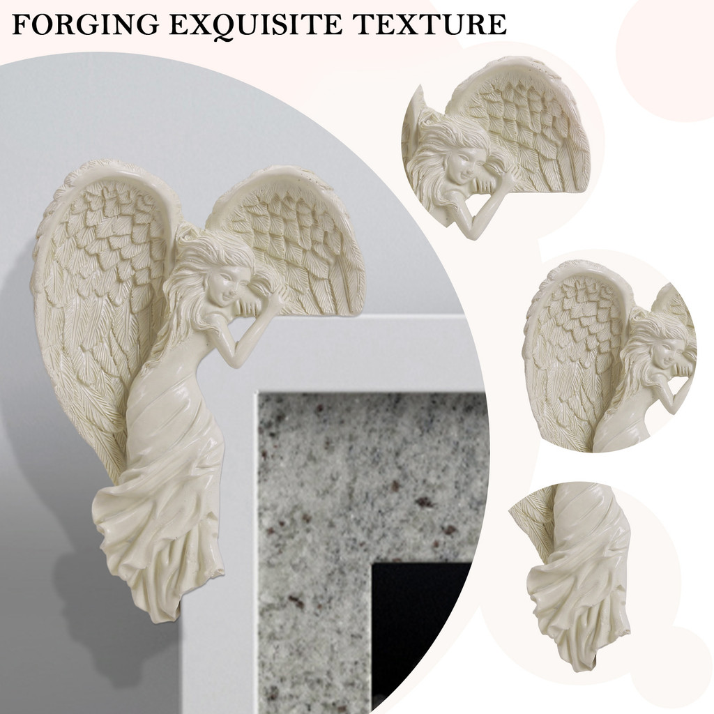 Resin Angel Wing Statue Door Frame Ornament 3D Angel Sculpture Pendant ...