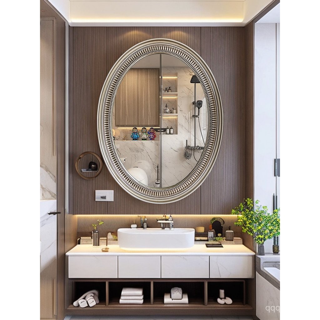 Jane European Bathroom Mirror Oval Wall-Mounted Bathroom Mirror Toilet ...