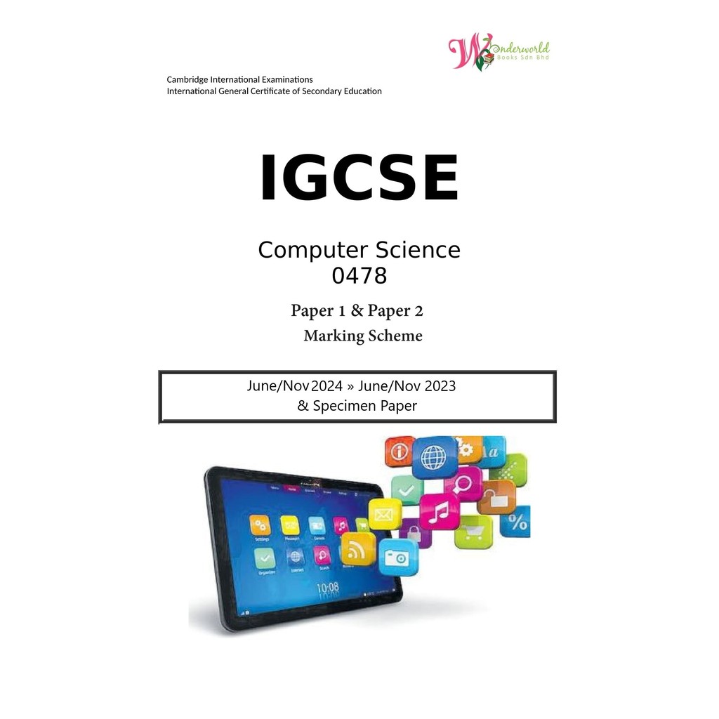 Igcse Computer Science 0478 Paper 1 And Paper 2 Question Paper Shopee Malaysia