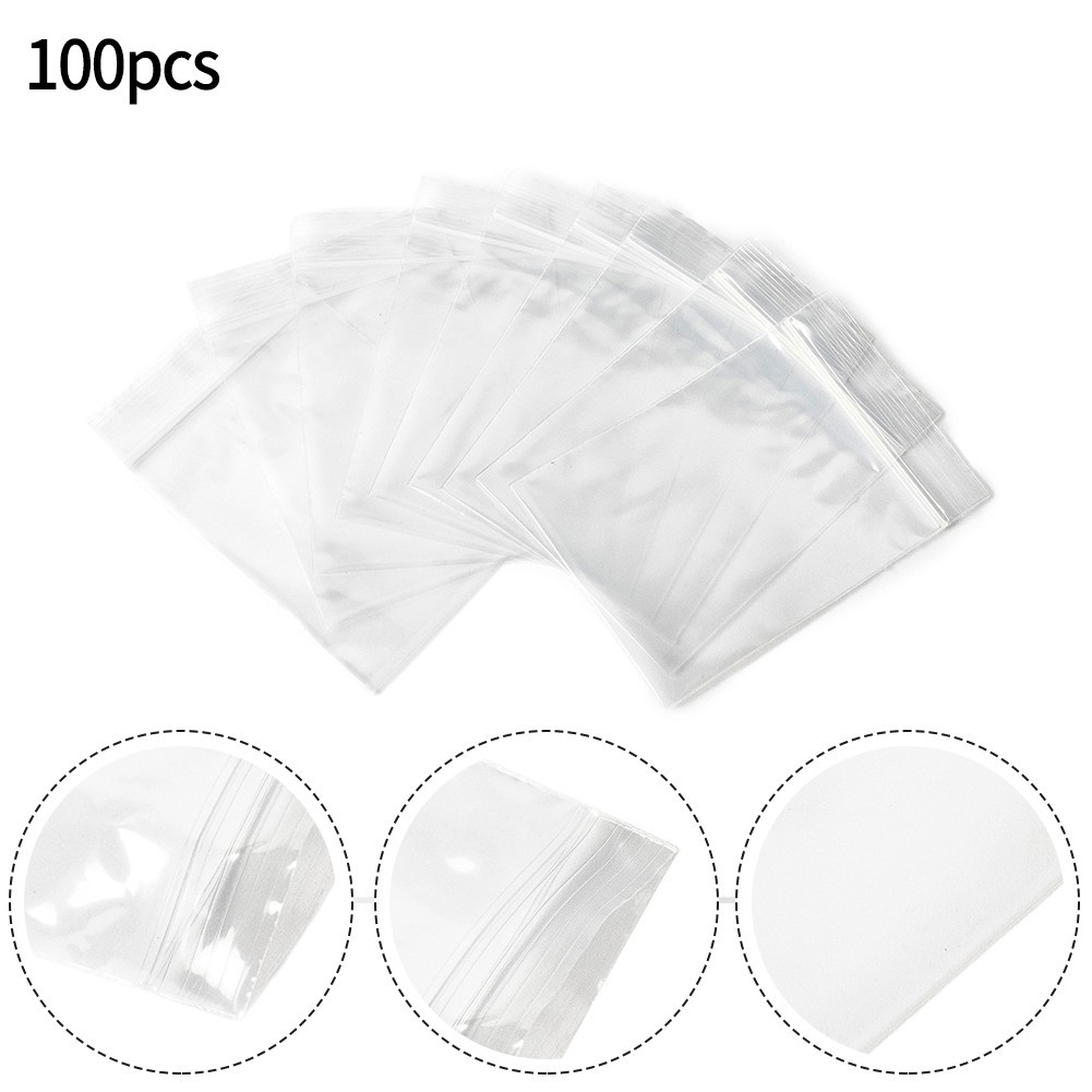 (BABYCITY-MY) 100 Small Clear Bags Plastic Baggies Baggy Grip Self Seal ...