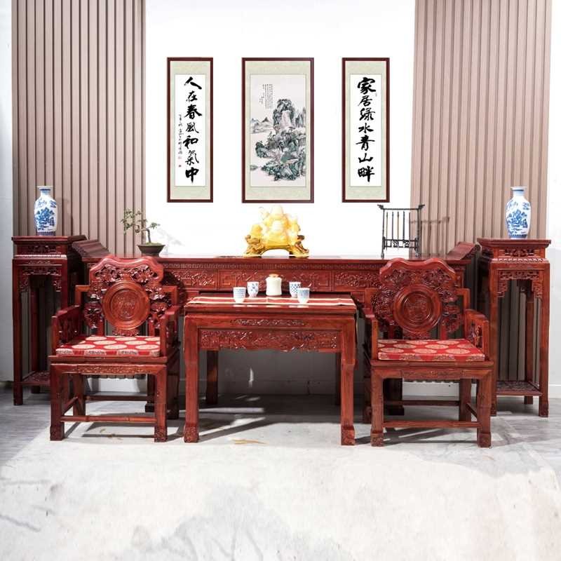 Set Enam Keping Zhongtang Kayu Elm Lama Ruang Tamu Luar Bandar Perabot ...