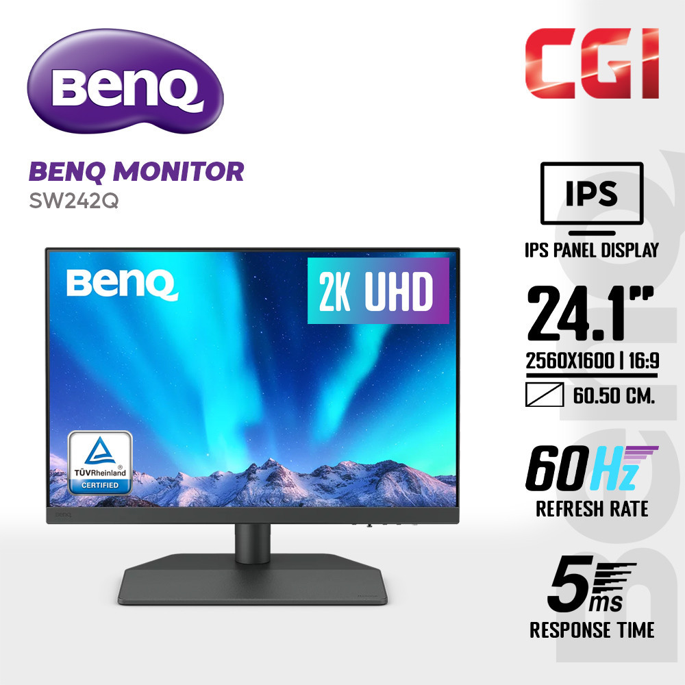 BenQ 24.1" SW242Q IPS WQHD HDR10 60Hz 5ms 100% sRGB Rec.709 USB-C Ergonomic Photographer Monitor ...