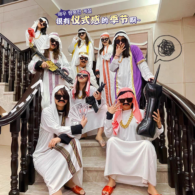 Halloween Costume Adult Middle Eastern Arabian Robe Men Women Dubai ...