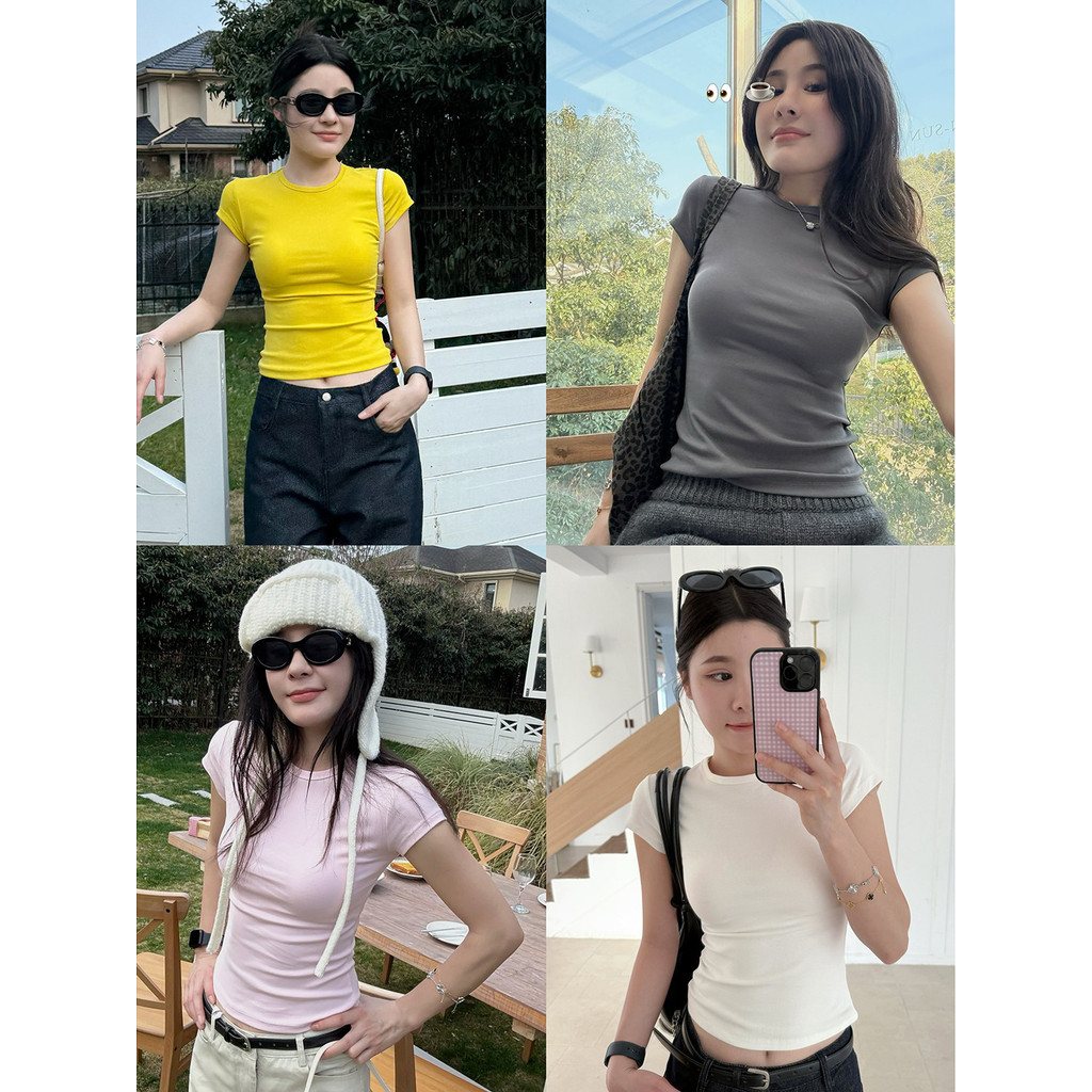 Mermaid gaya baru gaya Korea bahu lurus peri liar kolar bulat sederhana ...