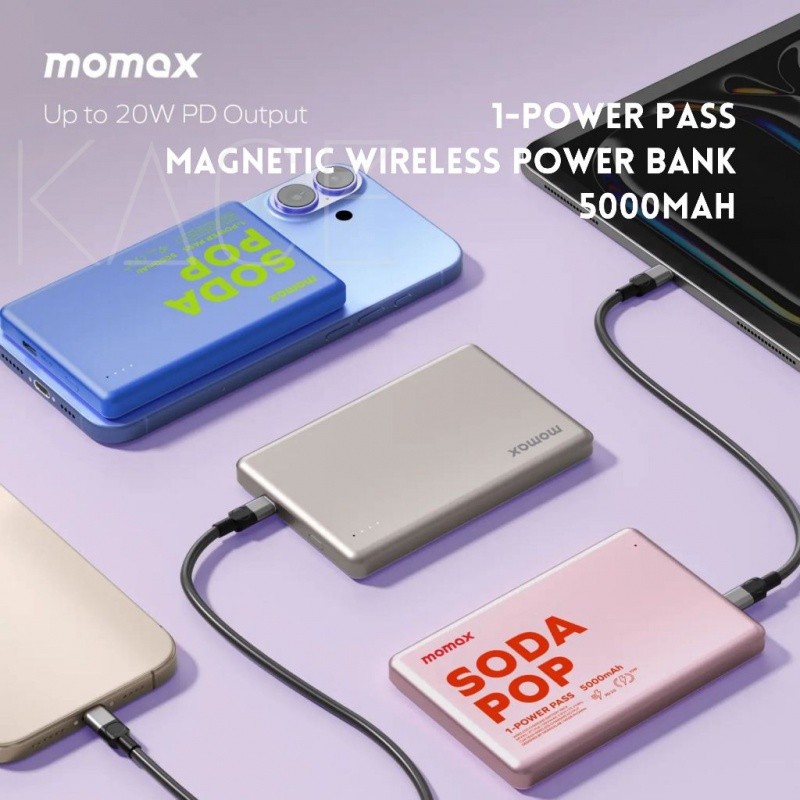 Momax Power Pass Magnetic Wireless Power Bank 5000mAh Pop Soda 20W PD ...