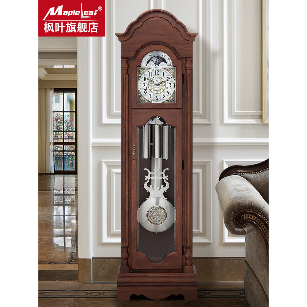 Jam Lantai Kayu Pepejal Daun Maple Jam Mekanikal Gaya Eropah Jam ...