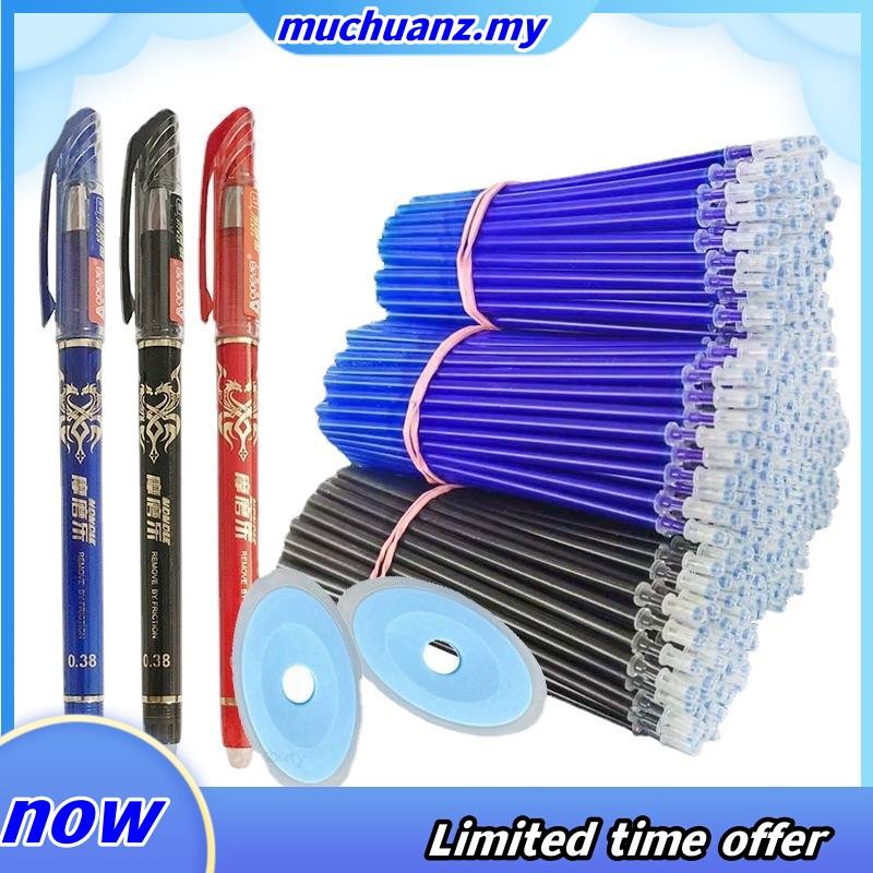 3 Pens + 80 Refills + 2 Eraser Set 0.38mm Erasable Gel Pen Blue Black ...