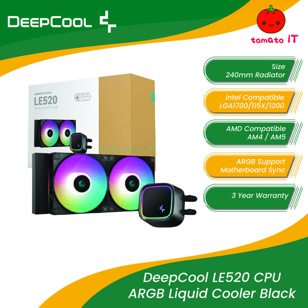 DEEPCOOL LE520 240mm ARGB CPU Liquid Cooler Black | Shopee Malaysia
