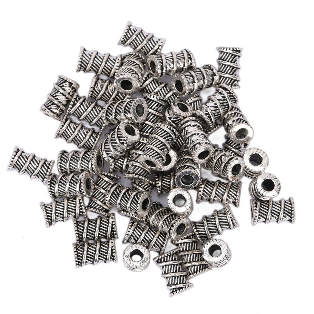 Forest 50pcs Viking Beard Beads Tubular Thread DIY Making Hair Braiding ...