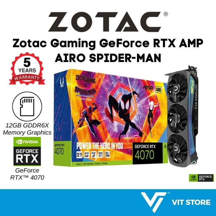 Zotac Gaming GeForce RTX 4070 AMP AIRO SPIDER-MAN 12GB GDDR6X Kad ...