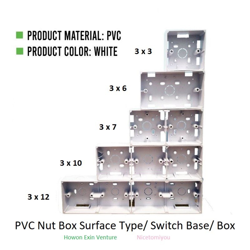 PVC Nut Box Surface Type/ Switch Base/ Box Socket Switch Box 3x3 / 3X6 ...