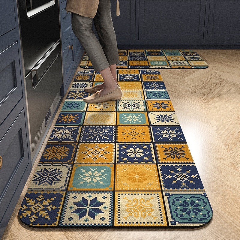 Retro Style Kitchen Floor Mat Super Absorbent Diatomite Carpet Toilet ...