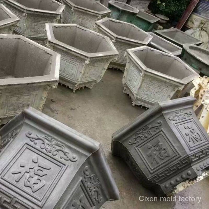 Yton New Product Hexagonal Cement Flower Pot Mold Flower Plate Bonsai ...