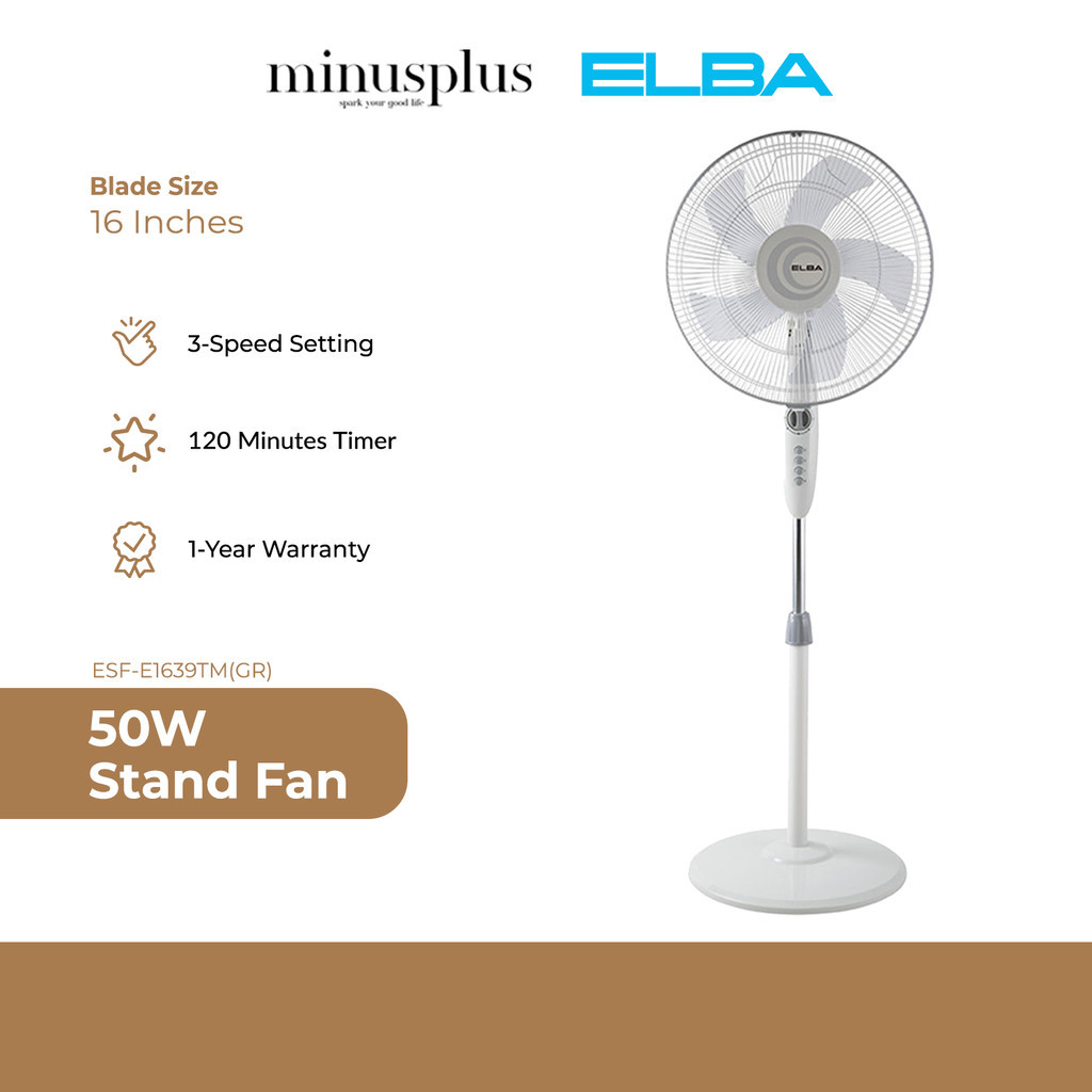 Elba 3-Speed Control with 120 Minutes Timer Stand Fan (16 Inches/50W ...