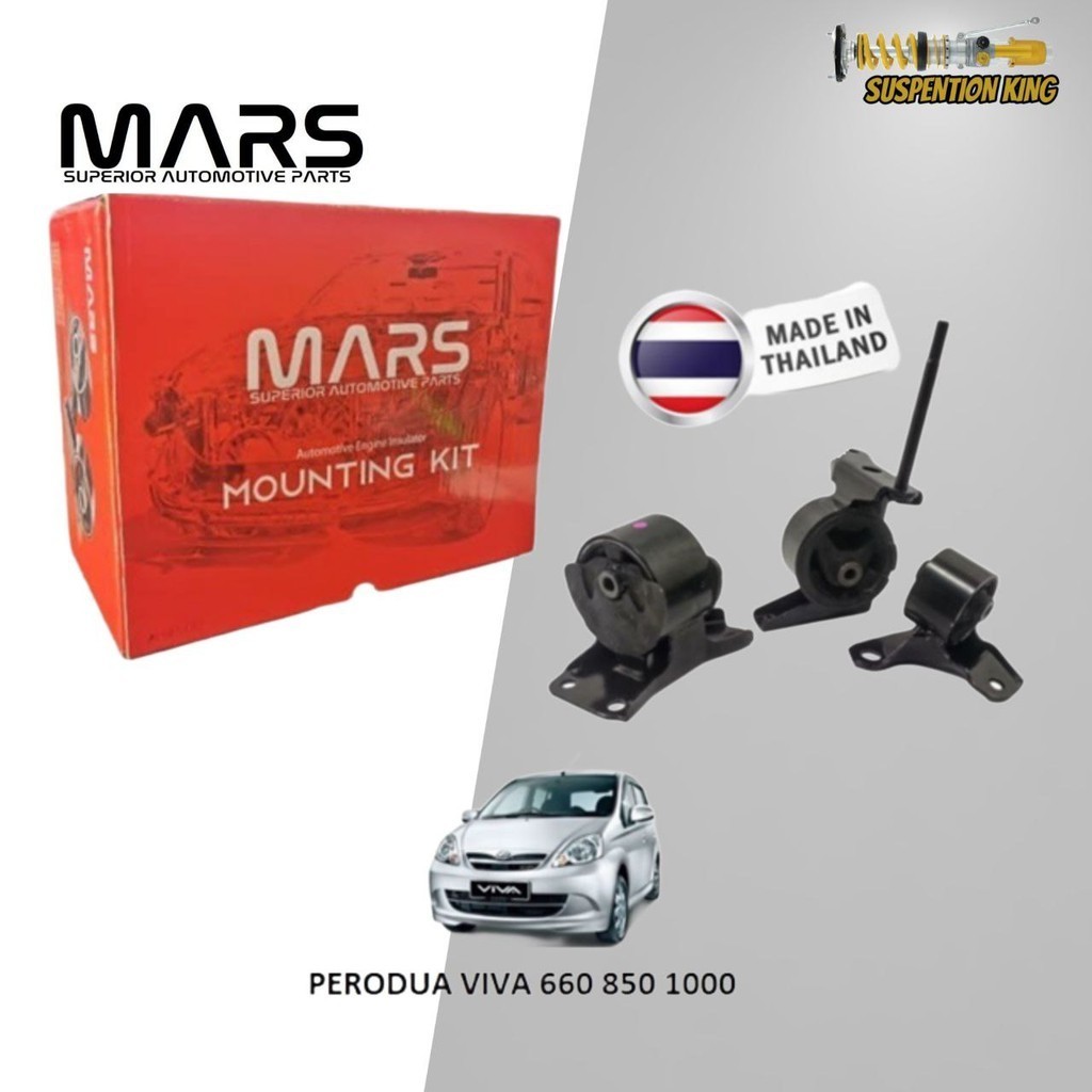 ORIGINAL MARS ENGINE MOUNTING KIT SET - PERODUA VIVA 660 850 1.0 (1 YEAR WARRANTY) MADE IN ...