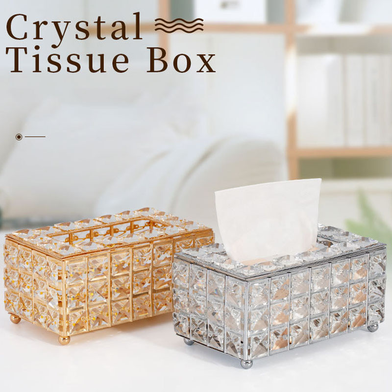 Crystal Tissue Box Luxury Europe Style Paper Towel Crystal Storage Box ...