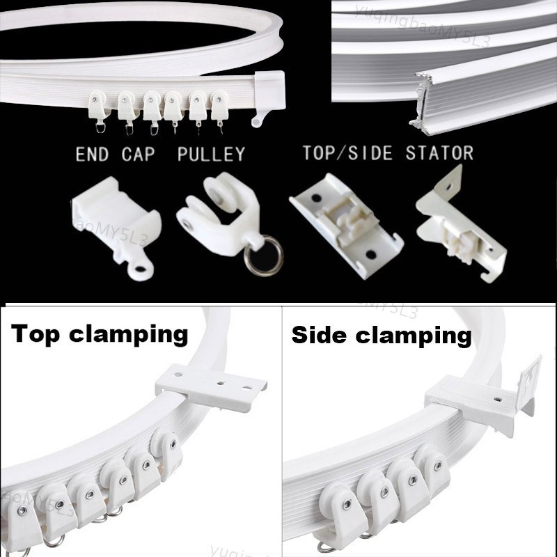 2M Flexible Curtain Track Rod Rail Ceiling Mounted Curved Straight ...