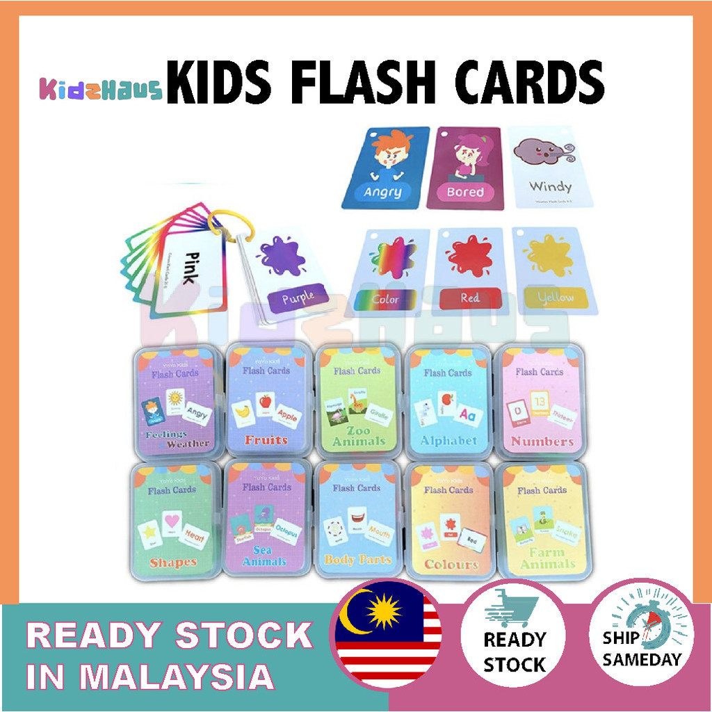 Early Learning Flash Card | Kad Animal Shape Colour Body Number ...