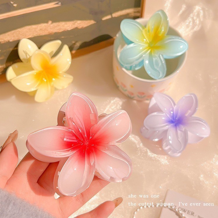 Korean Style Gradient Candy Color Flowers Large Grab Clip Women's ...