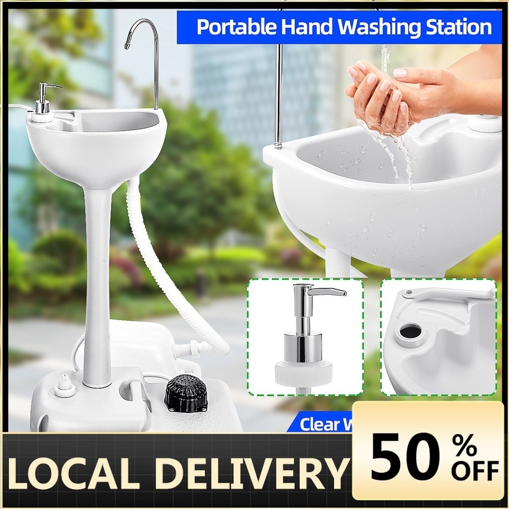 17L Portable Washing Station Mobile Freestanding Hand Wash Sink for ...
