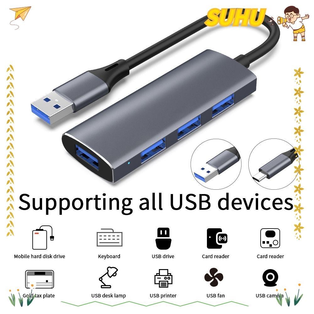 SUHU USB 3.0 HUB Computer OTG Adapter 4 Port Type-C 3.1 for Laptop PC ...