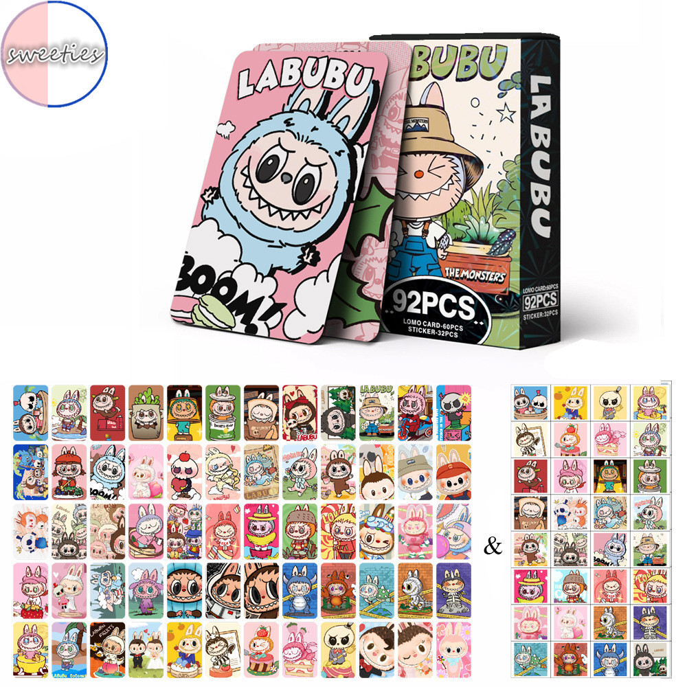 92 Sheets Cartoon Cinnamoroll Labubu pattern Double-sided LOMO Card DIY ...