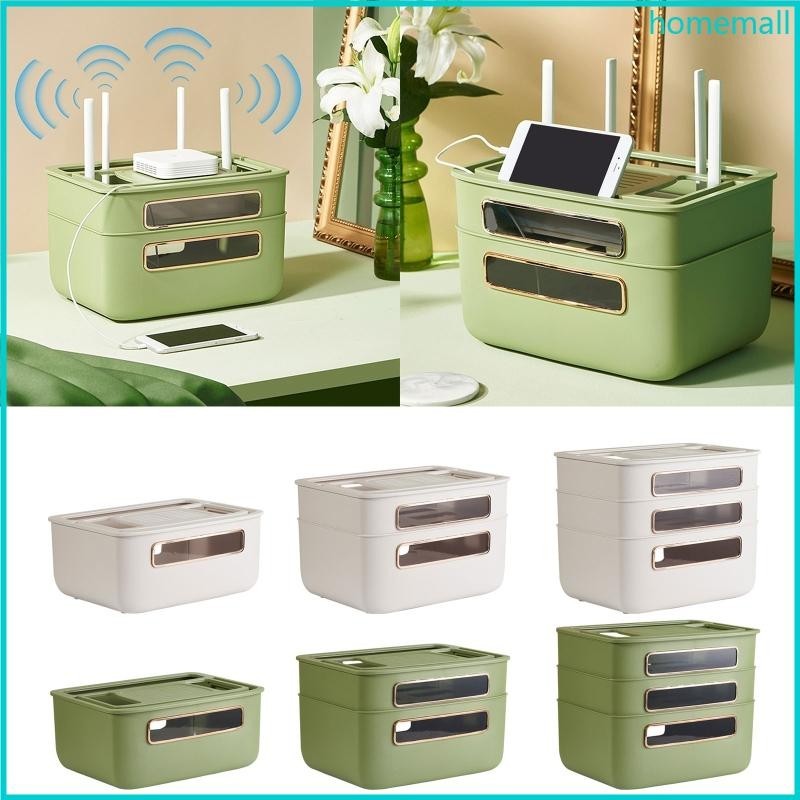 HO 1 2 3 Layers WiFi Router Cover Shelf Power Strip Cable Management ...