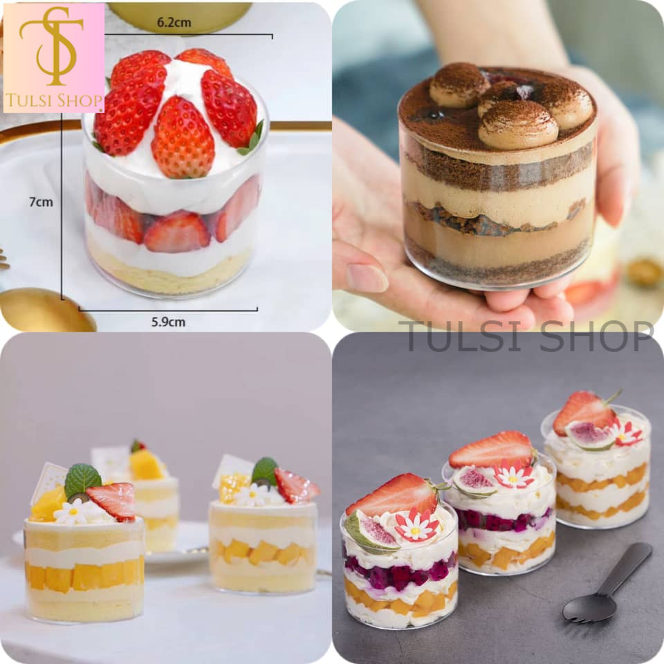 (READY-STOCK) Large round cup fruit dessert in a pudding cup throwaway ...