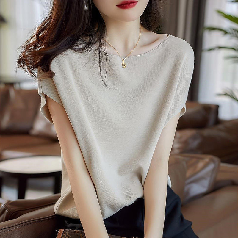 Ice Silk Sweater Women Loose Slimmer Look Classy Doll Sleeve Sunscreen