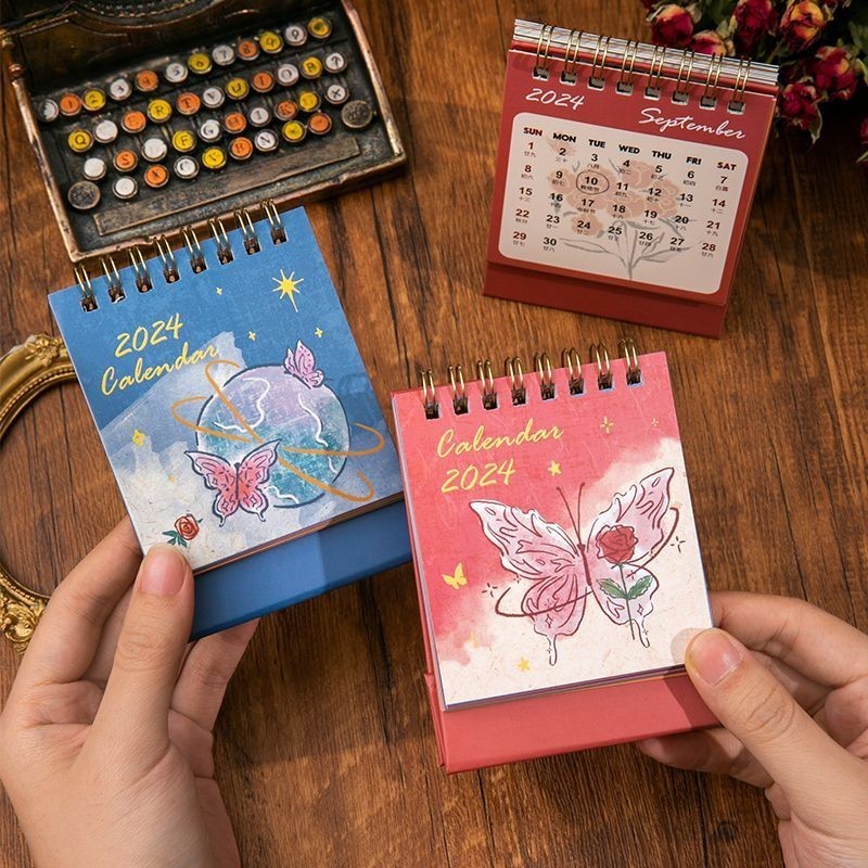 2024 Retro Mini Small Desk Calendar High-Value Calendar Monthly ...