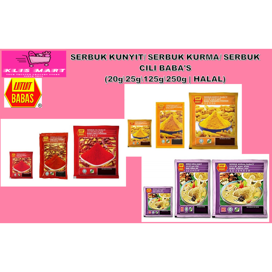 SERBUK KUNYIT/ SERBUK KURMA/ SERBUK CILI BABA'S (BABA'S TURMERIC POWDER ...