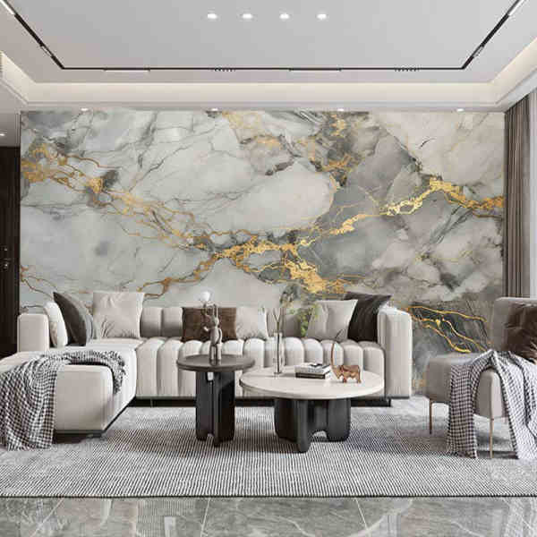 wallpaper marble dinding deko ruang tamu Abstract Nordic, ringan, mewah ...