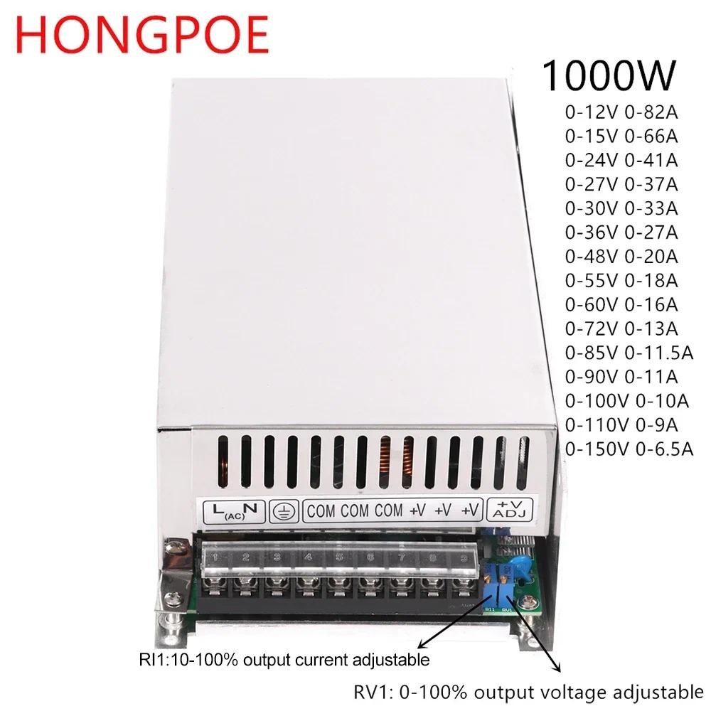 Adjustable 1000W Switching Power Supply 0-12V 15V 24V 36V 48V 60V 72V 85V 90V 110V 150V 110/220V ...