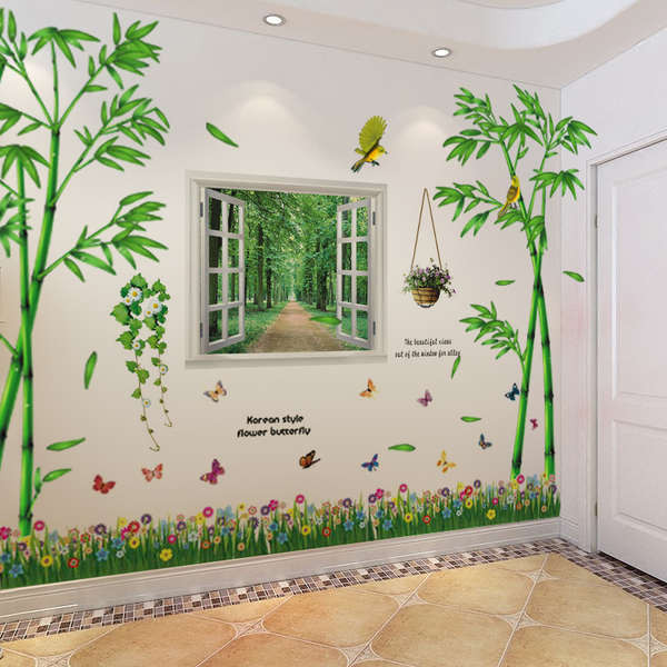 wallpaper waterproof wallpaper sticker Pelekat dinding buluh gaya Cina ...