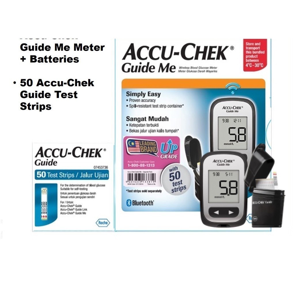 Accu-Chek Guide Me Wireless Blood Glucose Monitor with 50 Test Strips ...
