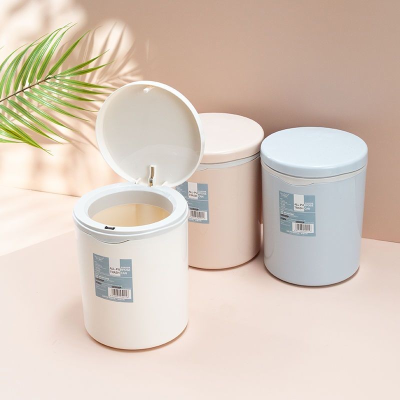 Desktop mini trash can with lid office press-type car simple bedroom ...