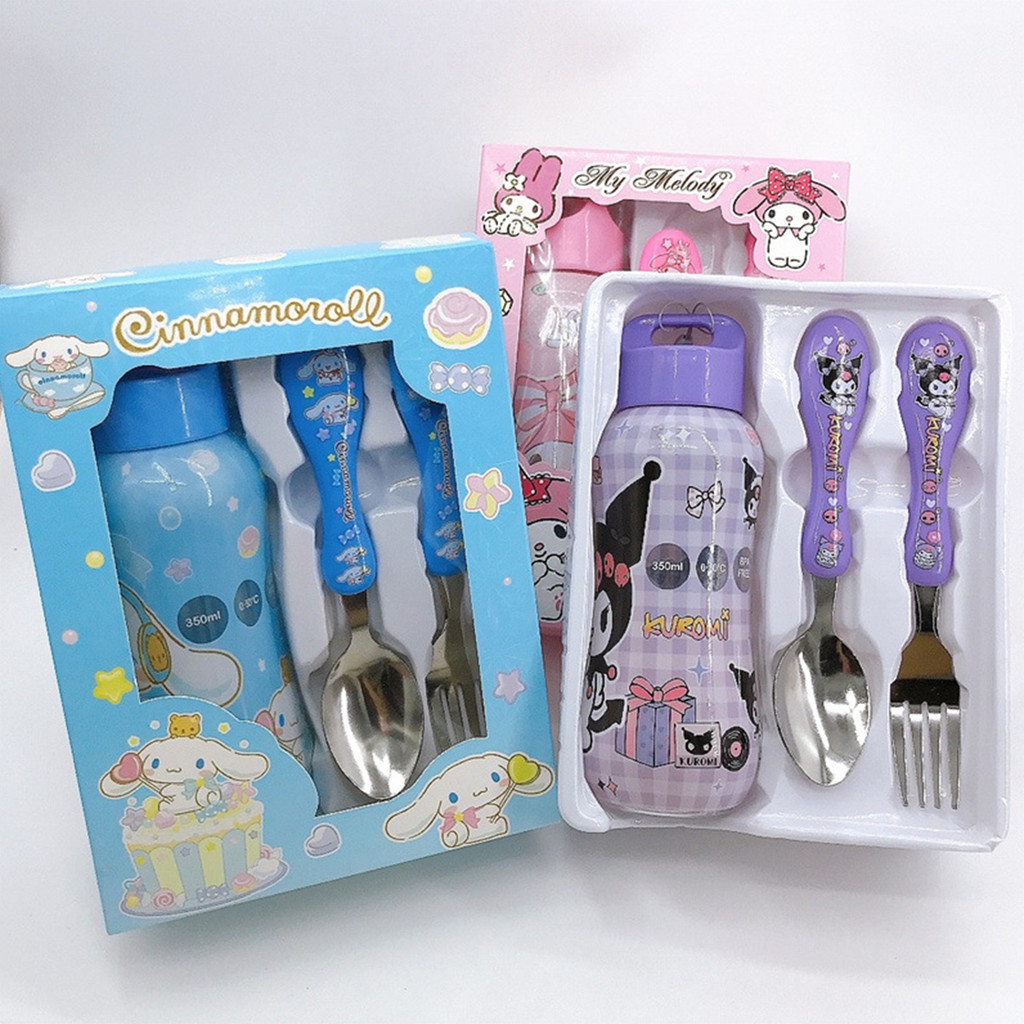 SKM Sanrio Cartoon Bottle Cutlery Set For Kids HM250 Set Kutleri Botol ...