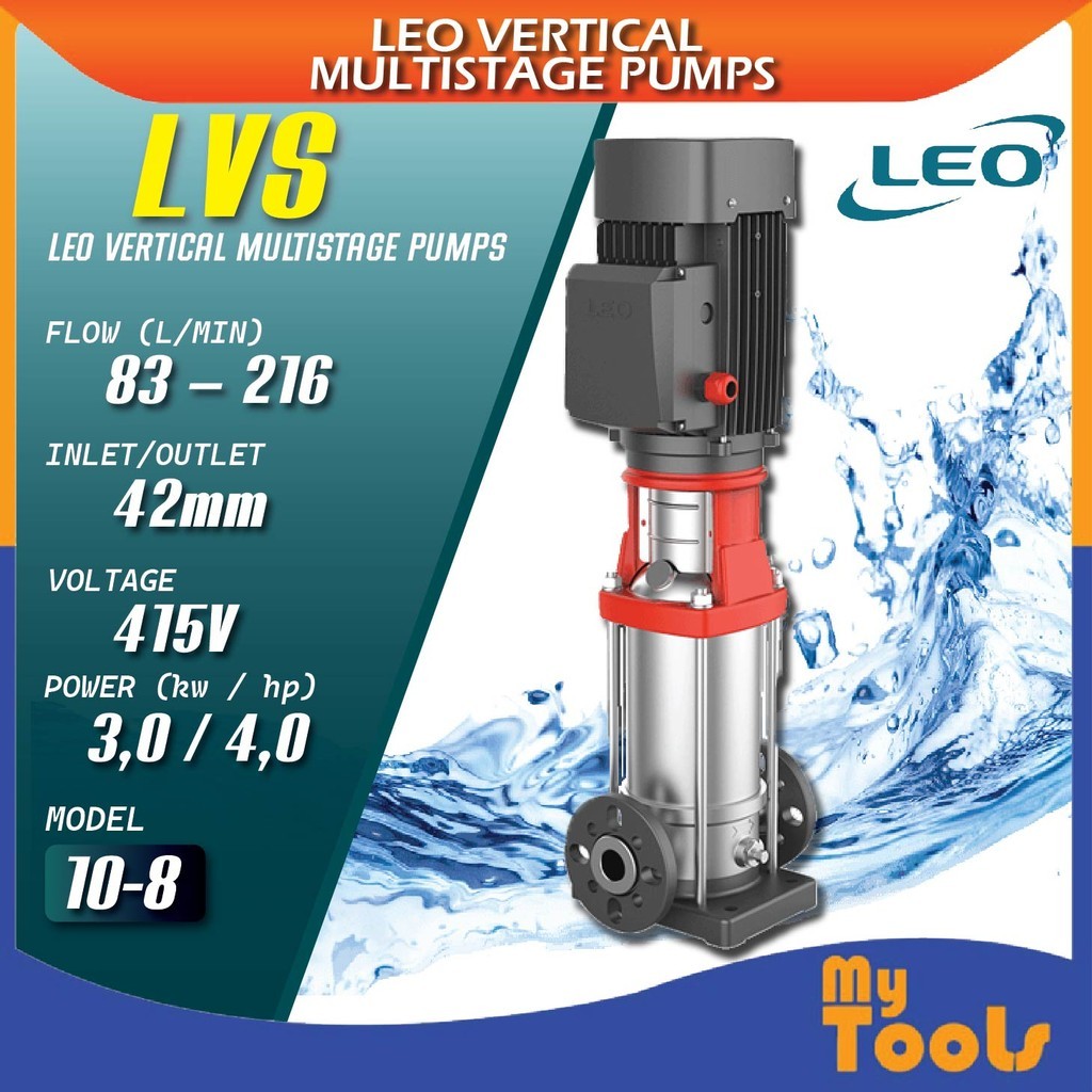 Mytools LEO LVS 10-8 Vertical Multistage Pumps Flow (L/min) 83 – 216 | Pam Versi Tekanan Tinggi ...