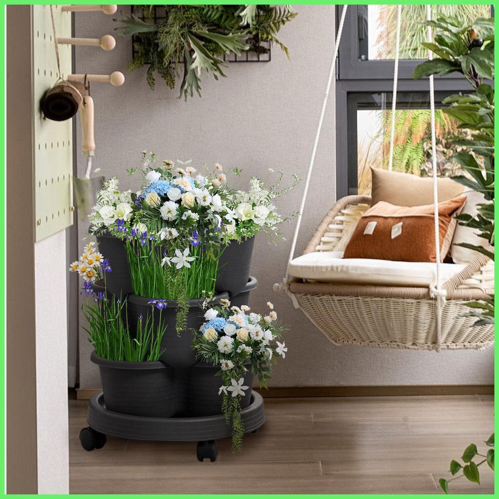 Vertical Garden Planter 3 Tiers Strawberry Stackable Vertical Pot ...